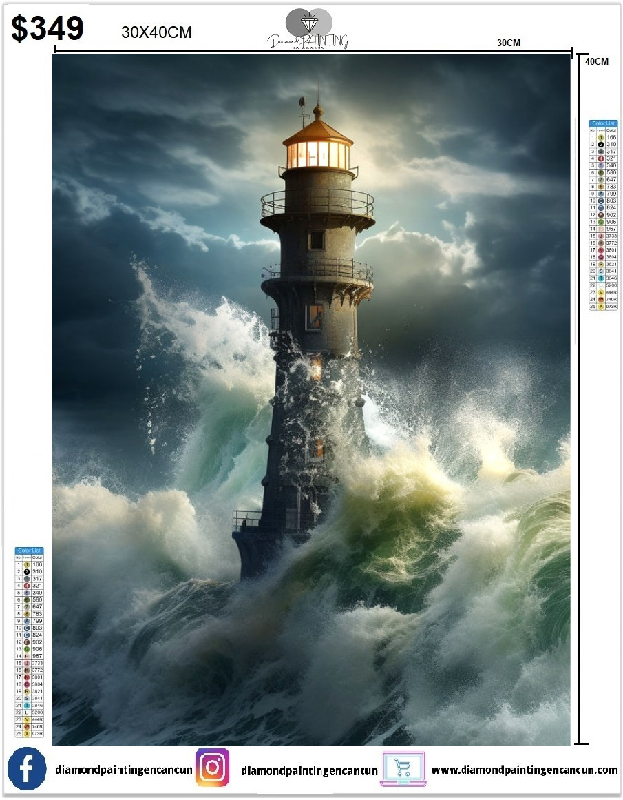 Faro 30 x 40 contiene DIAMANTES AB Y POLVO DE HADA – Diamond Painting ...