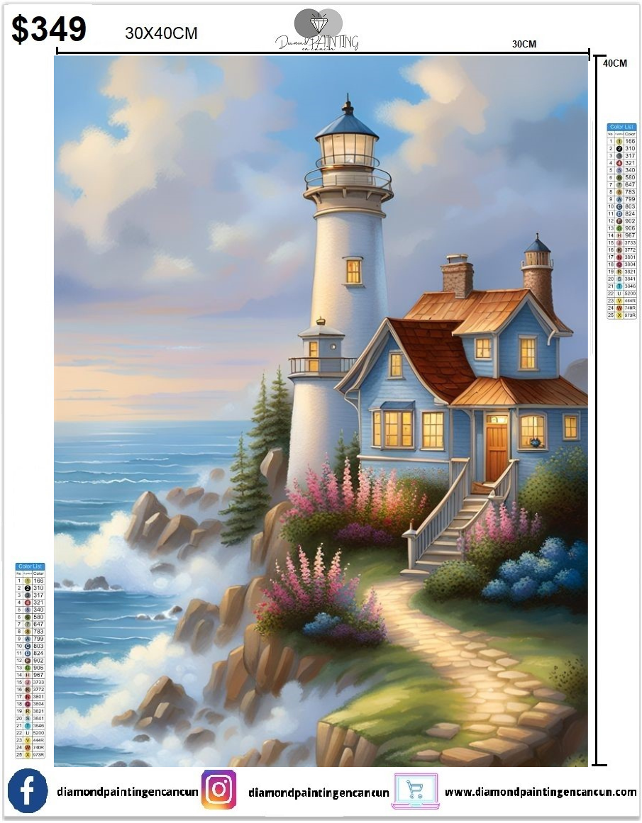 Faro 30 x 40cm contiene Diamantes AB – Diamond Painting en Cancún