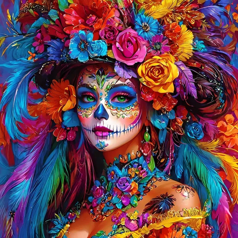 60 x 60 catrina colorida – Diamond Painting en Cancún