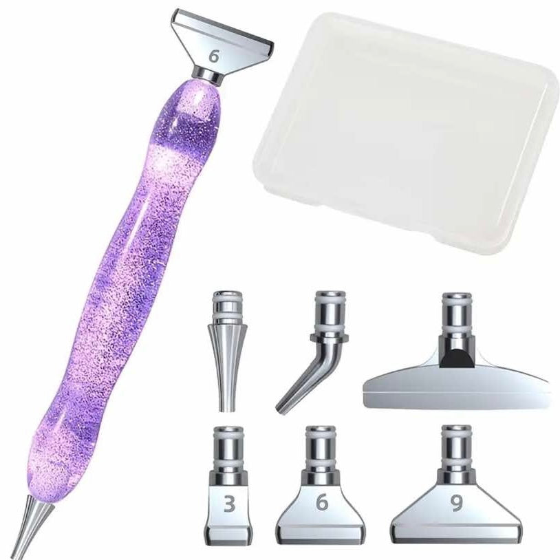 Pluma morada con Multiplacer de metal – Diamond Painting en Cancún